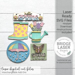 Spring Laser Cut File, Spring Interchangeable Add On, Umbrella Rain ...