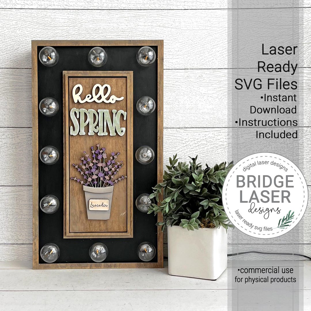 Spring Laser Cut File, Spring Flowers Interchangeable Light Sign Insert ...