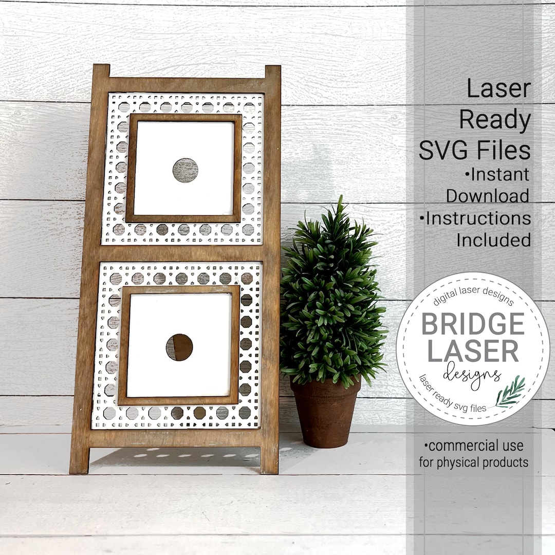Interchangeable Rattan Ladder Easel Back Laser Design, Interchangeable ...