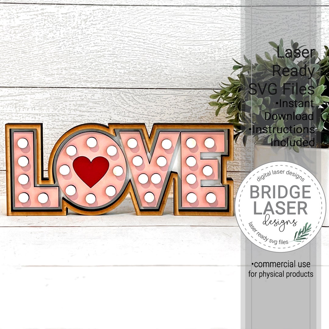 Valentine Laser Cut File, Love Marquee Sign Laser File, Valentine Shelf ...