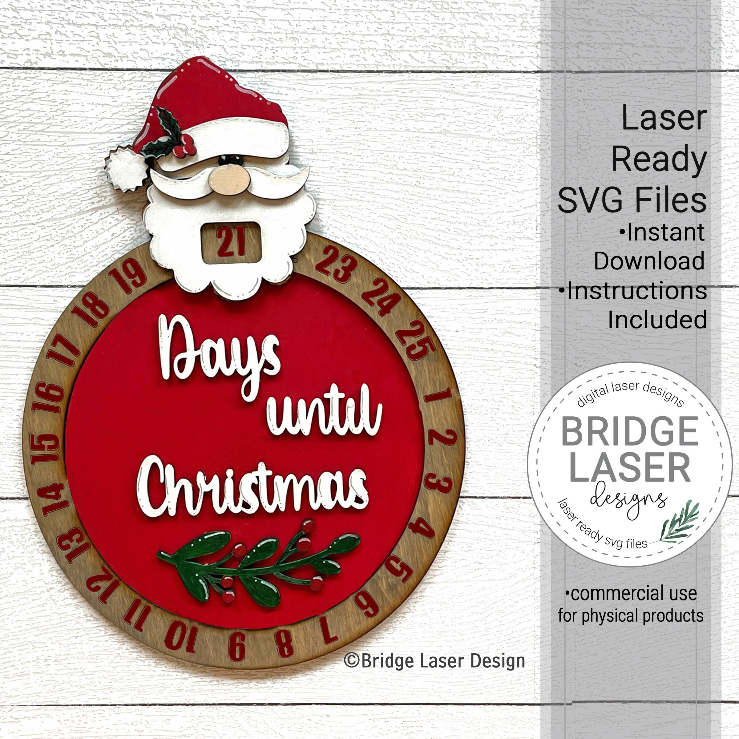 Santa Christmas Countdown Laser Cut File Christmas Santa - Etsy Canada