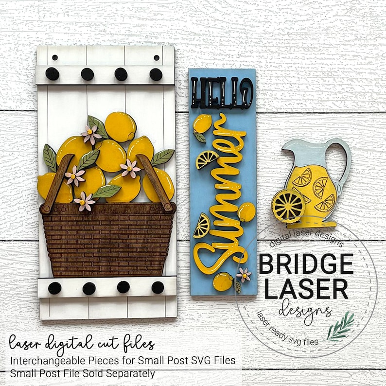 Welcome Post Sign Laser Cut File, Summer Lemon Interchangeable Post ...
