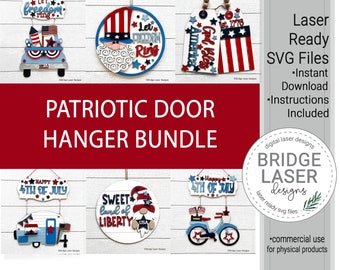 Patriotic Door Hanger Laser File, 4th of July Camper Laser Cut Design ...