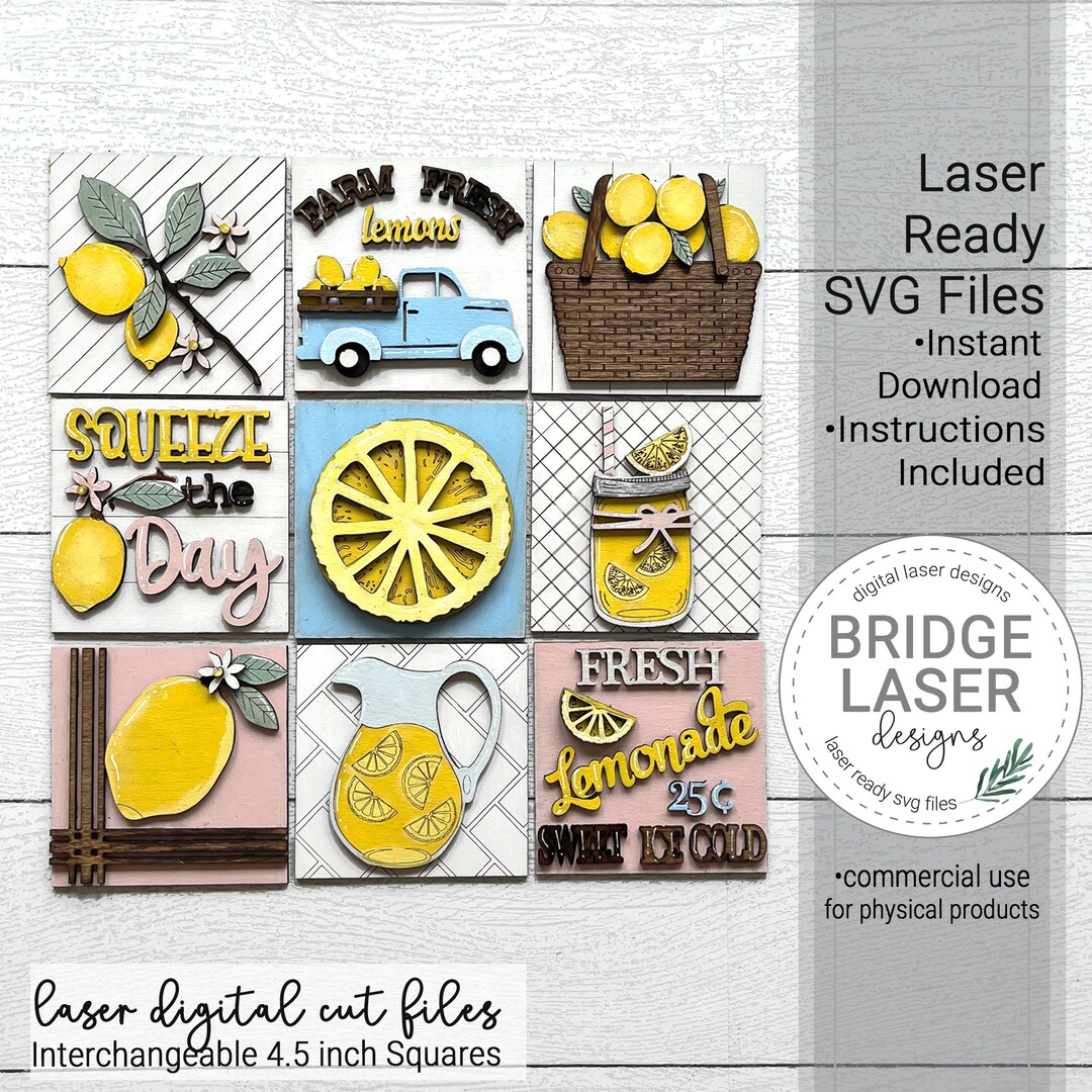 Lemon Laser Cut Files, Summer Interchangeable Leaning Sign Bundle File ...