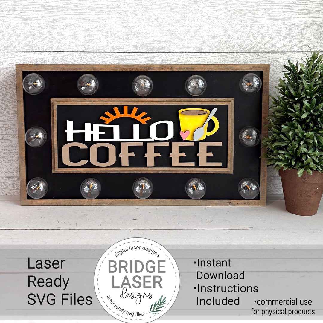 Coffee Laser Cut File, Coffee Interchangeable Light Sign Insert, Coffee ...