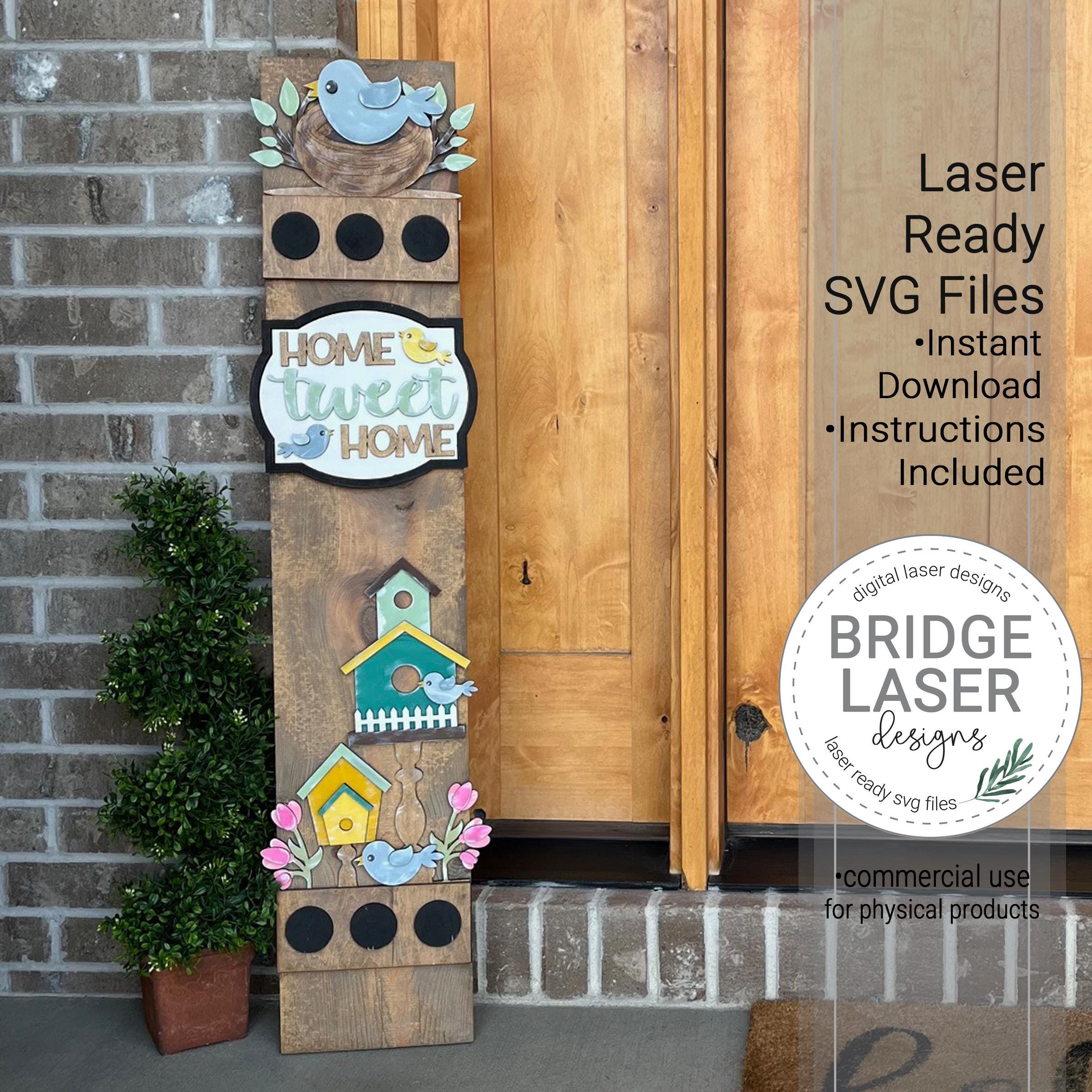 Summer Bird House Porch Leaner Sign Laser Cut File, Summer Birds ...