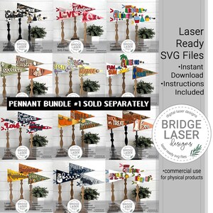 Pennant BUNDLE 2 Laser Cut Files, Interchangeable Laser SVG, Pennant ...