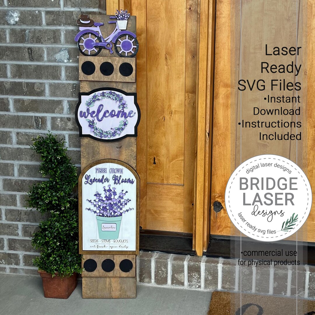 Lavender Porch Leaner Sign Laser Cut File, Spring Flowers ...