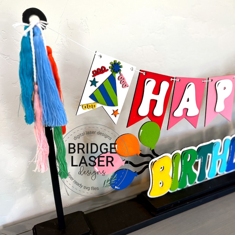 Birthday Laser Cut Files, Interchangeable Birthday Party Banner and ...