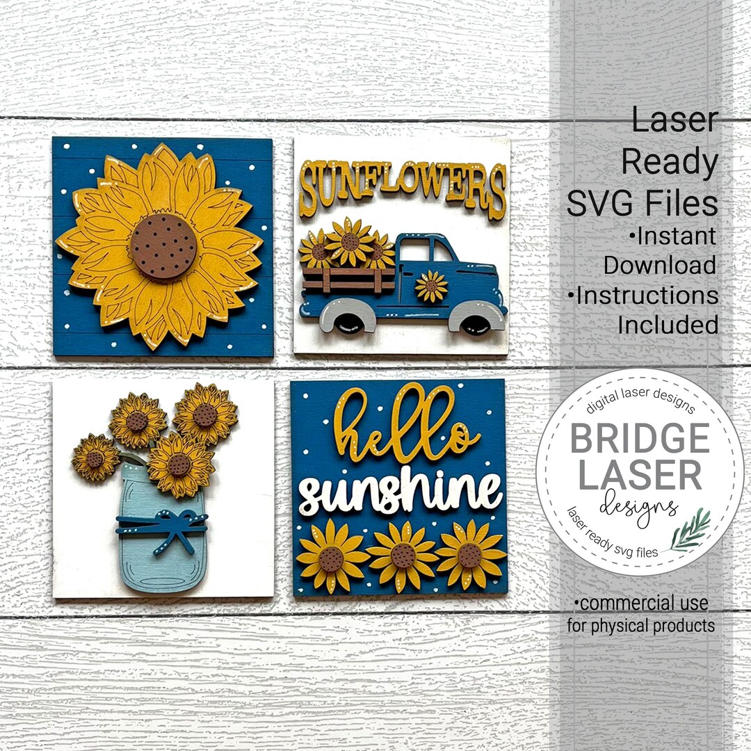 Sunflower Laser Cut Files, Sunflower Interchangeable Leaning Sign ...