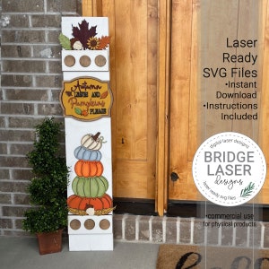 Fall Pumpkin Porch Leaner Sign Laser Cut File, Fall Interchangeable ...