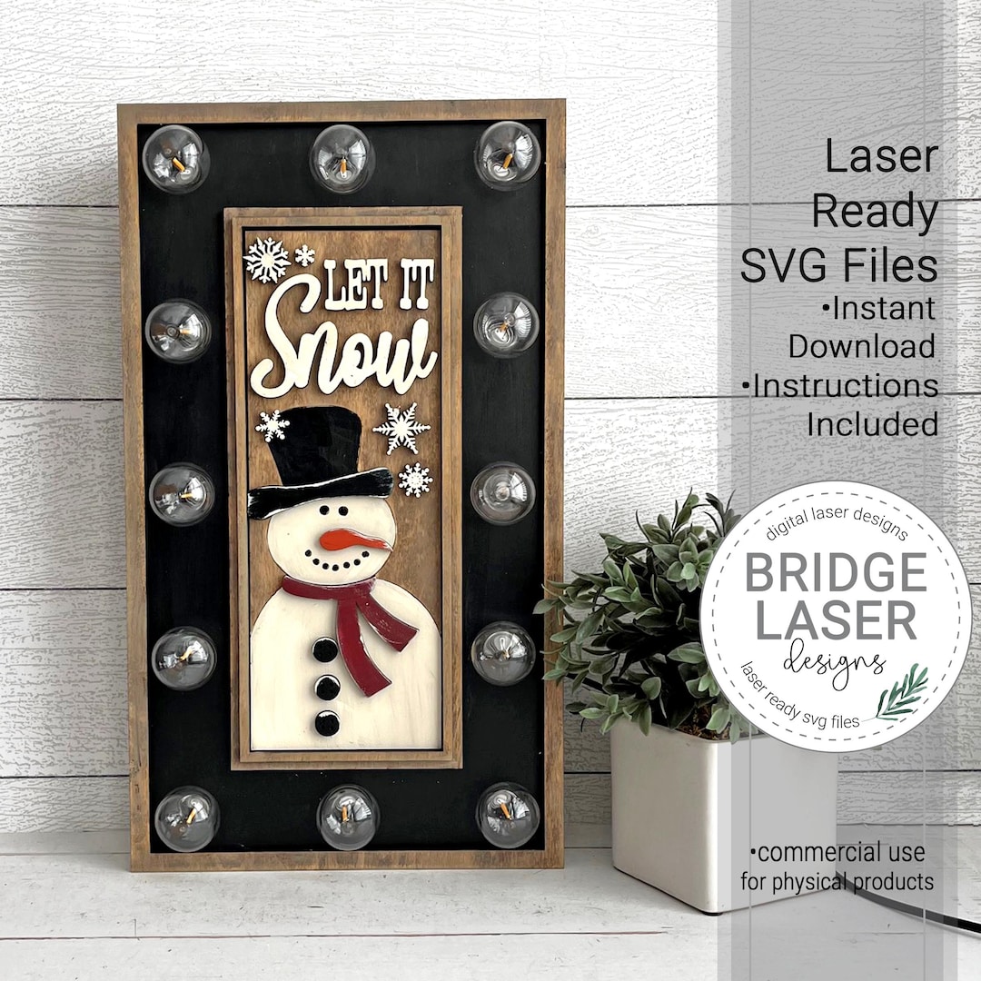 Let It Snow Laser Cut File, Winter Interchangeable Light Sign Insert ...
