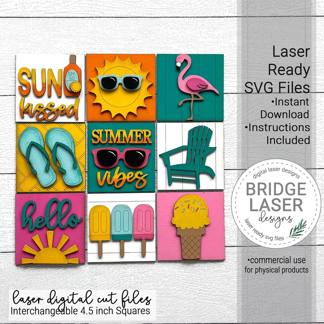 Summer Laser Cut Files, Summer Interchangeable Sign Laser SVG, Summer ...