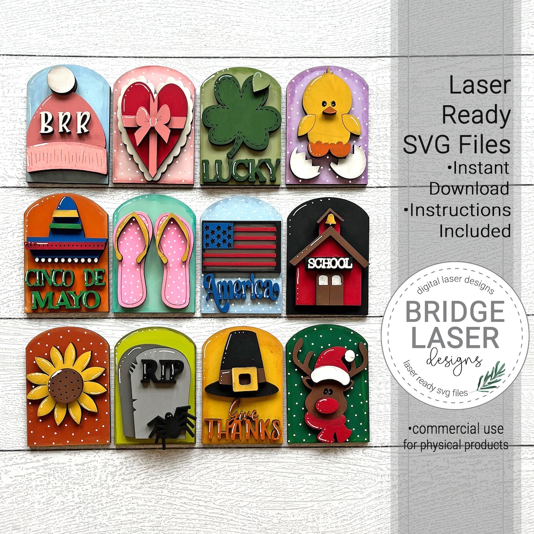Set #2, Seasonal Arch Laser Cut File, 12 Month Interchangeable Arch ...