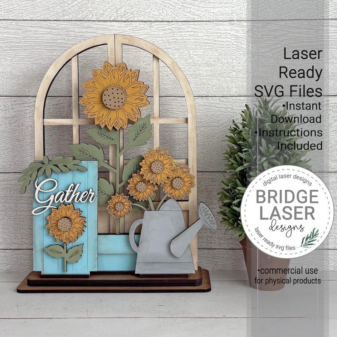 Sunflower Laser Cut Files, Sunflower Trio Shelf Sitter Laser SVG, Fall ...