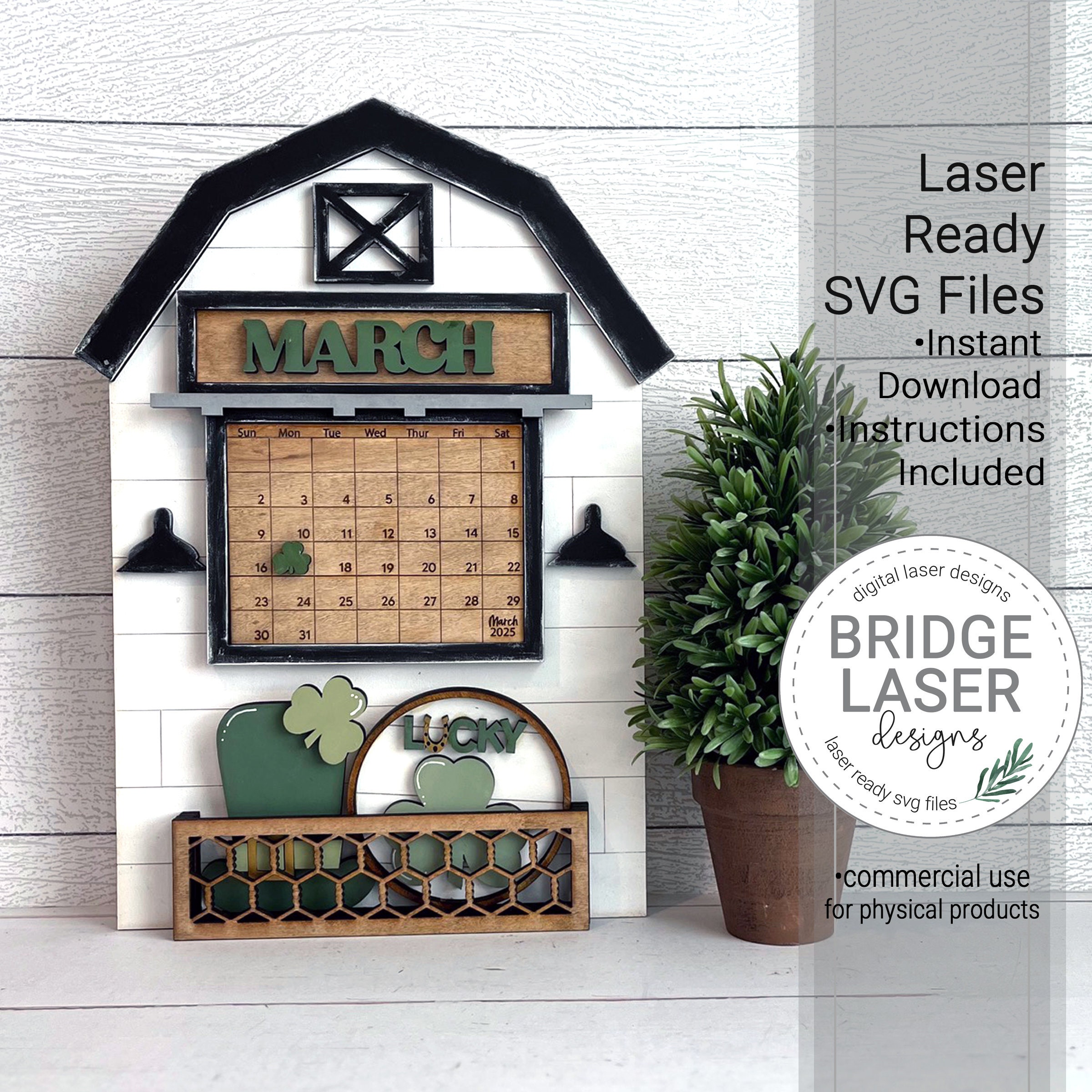 Calendar Laser Cut File, Interchangeable Laser SVG, St Patricks Laser ...