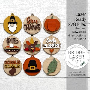 Thanksgiving Ornament Laser File Thanksgiving Ornaments Laser - Etsy