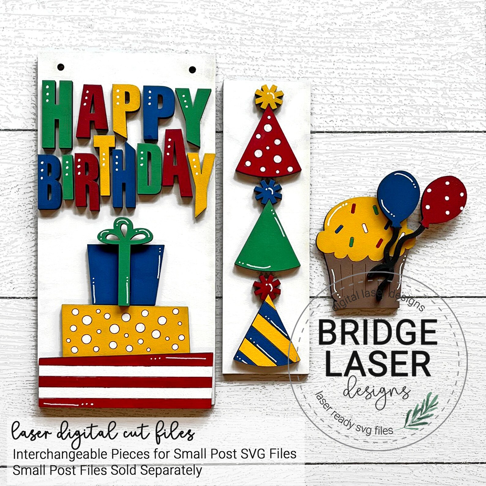 Birthday Laser Cut File, Birthday Interchangeable Post Sign SVG, Laser ...