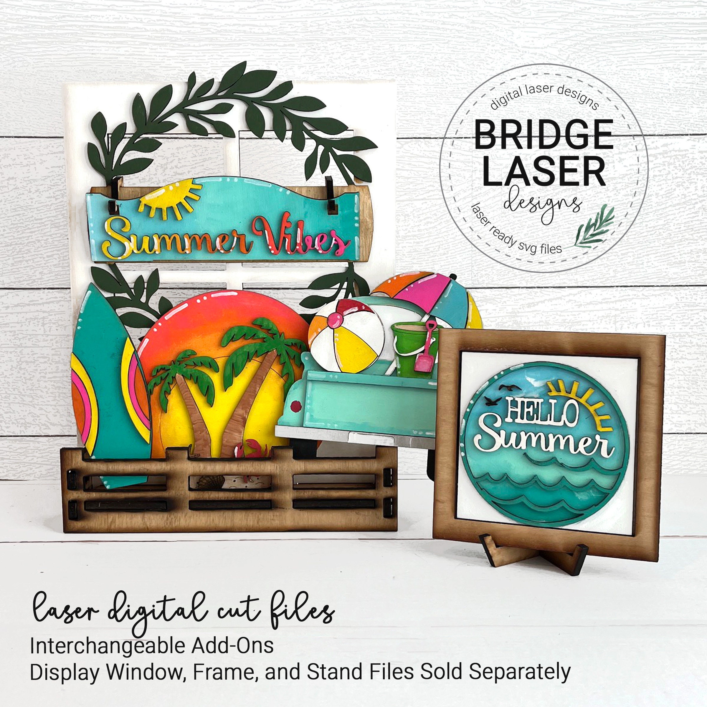 Summer Beach Laser Cut File, Summer Beach Interchangeable Add On, Surf ...