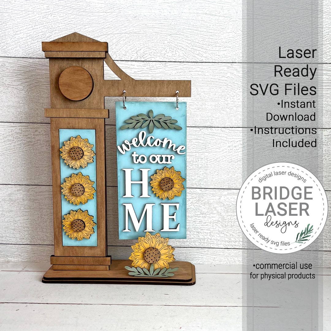 Sunflower Laser Cut File, Sunflower Interchangeable Post Sign, Fall ...