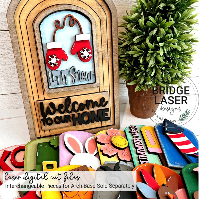 Interchangeable Welcome Arch Laser Cut File, Seasonal Sign Laser SVG ...