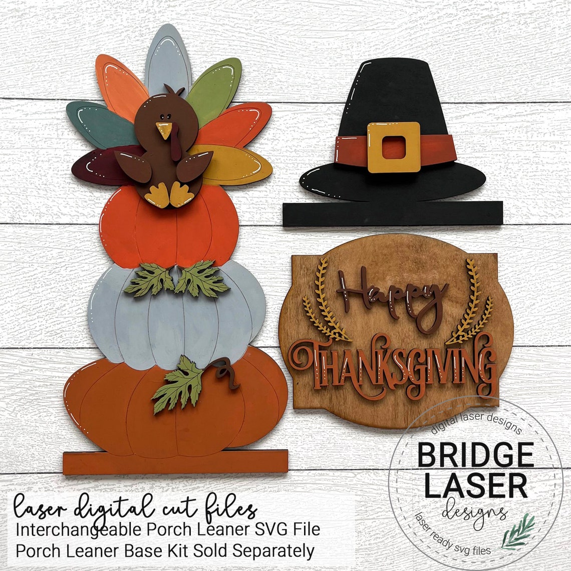 Thanksgiving Porch Leaner Sign Laser Cut File, Thanksgiving Turkey ...