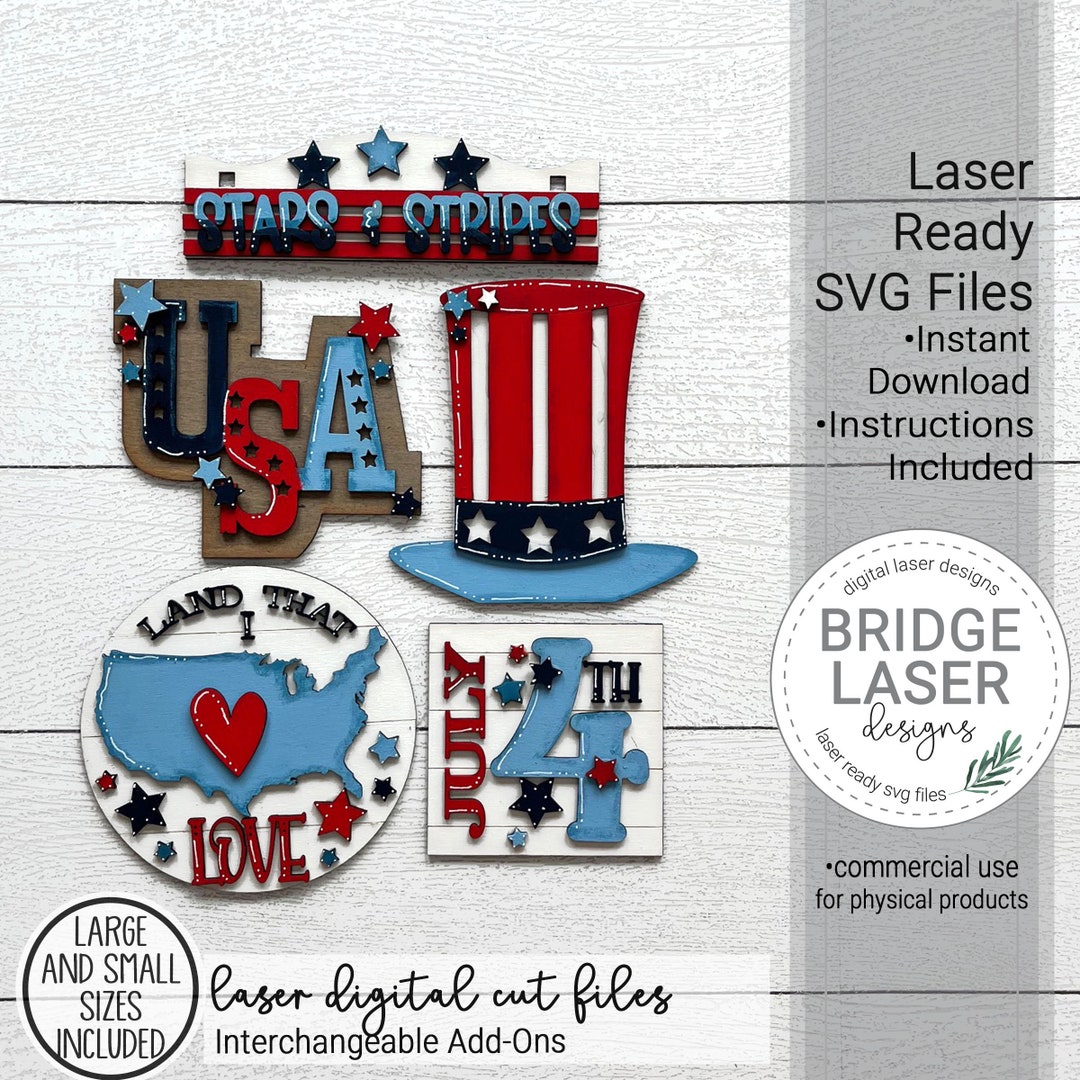 4th of July Laser Cut File 4th of July Interchangeable Add - Etsy