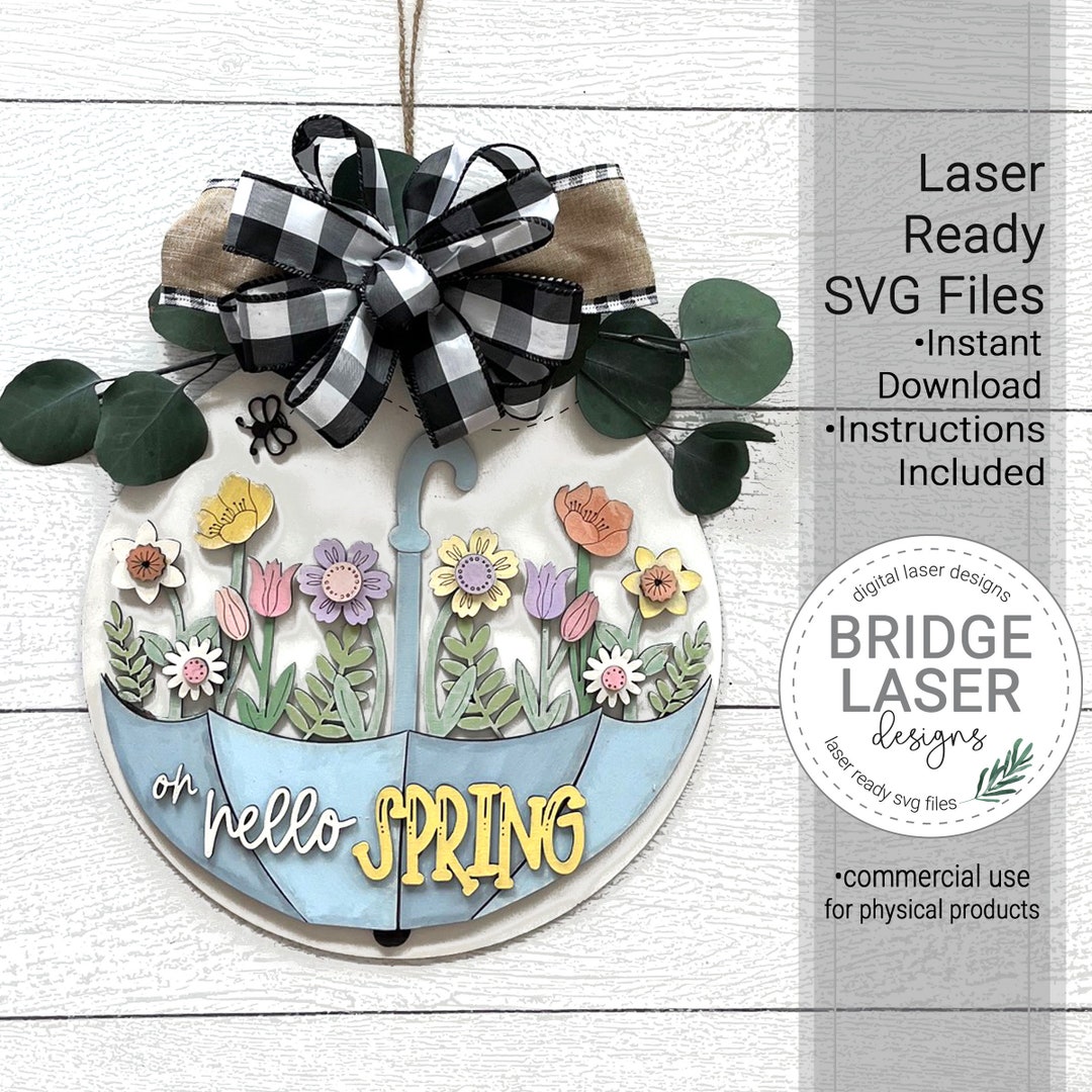 Spring Door Hanger Laser File, Spring Laser Cut Design Svg,umbrella ...
