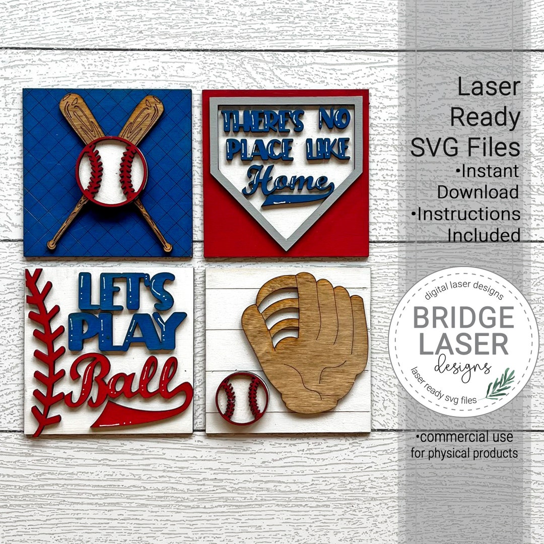 Baseball Four Square Laser Cut Files, Sports Interchangeable Leaning ...