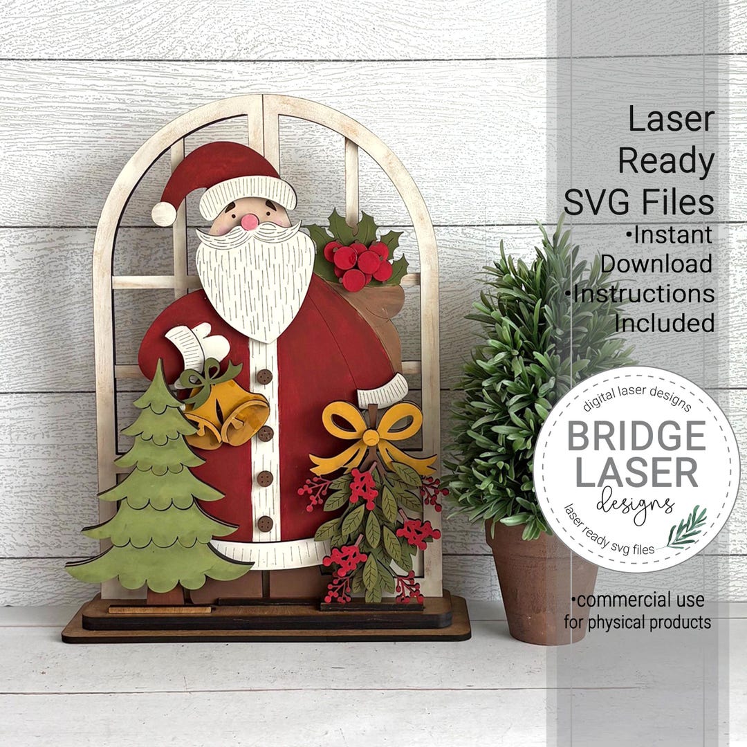 Vintage Christmas Trio Shelf Sitter SVG Laser Cut File, Holiday Laser ...