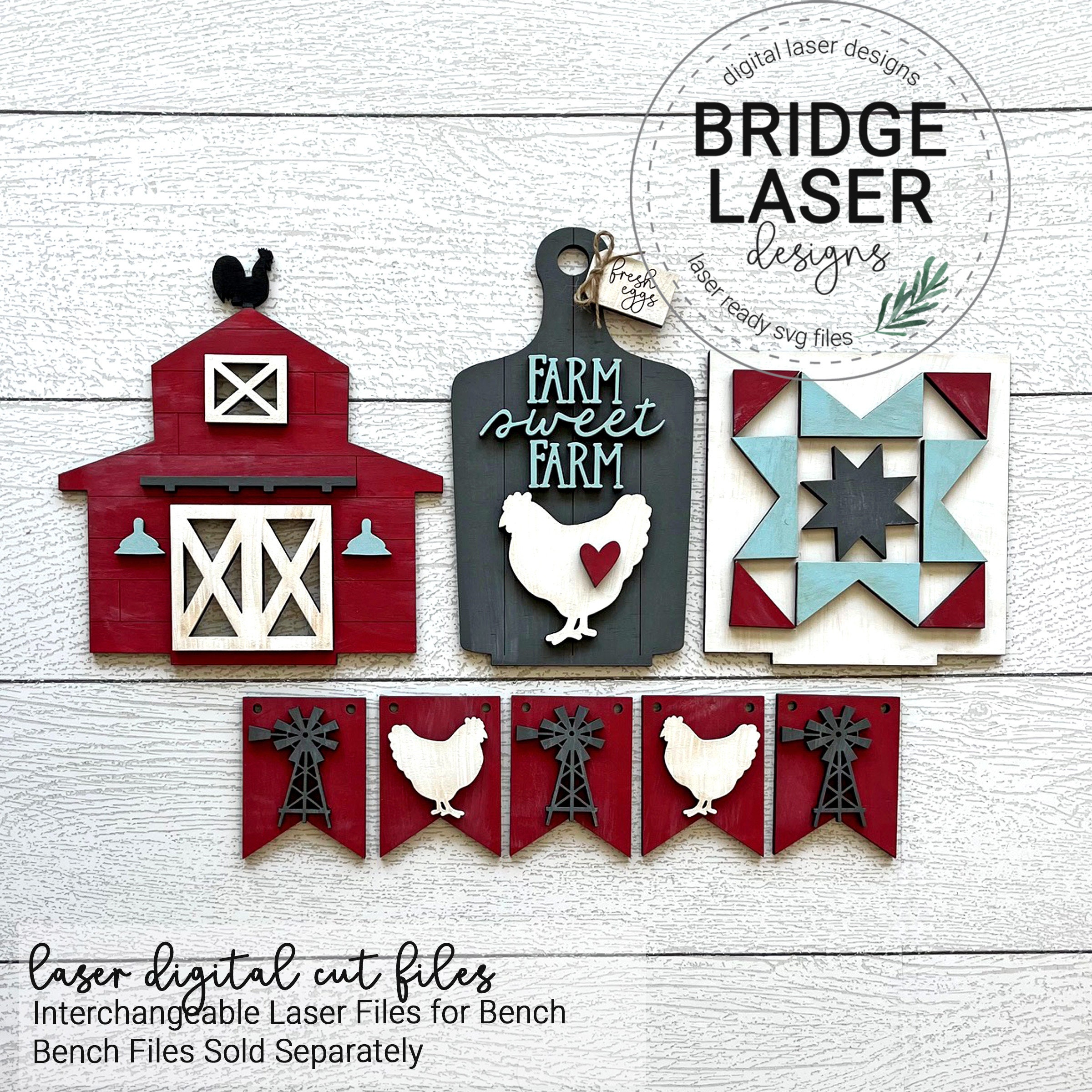Farmhouse Laser Cut File, Barn Interchangeable Bench Sign, Farm Laser ...