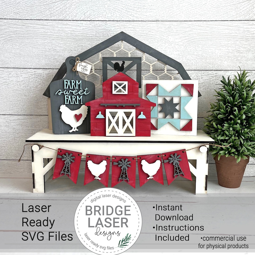 Farmhouse Laser Cut File, Barn Interchangeable Bench Sign, Farm Laser ...