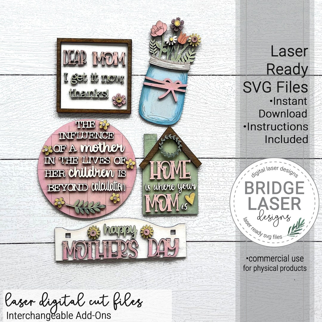 Mother's Day Laser Cut File, Mother's Day Interchangeable Add On ...