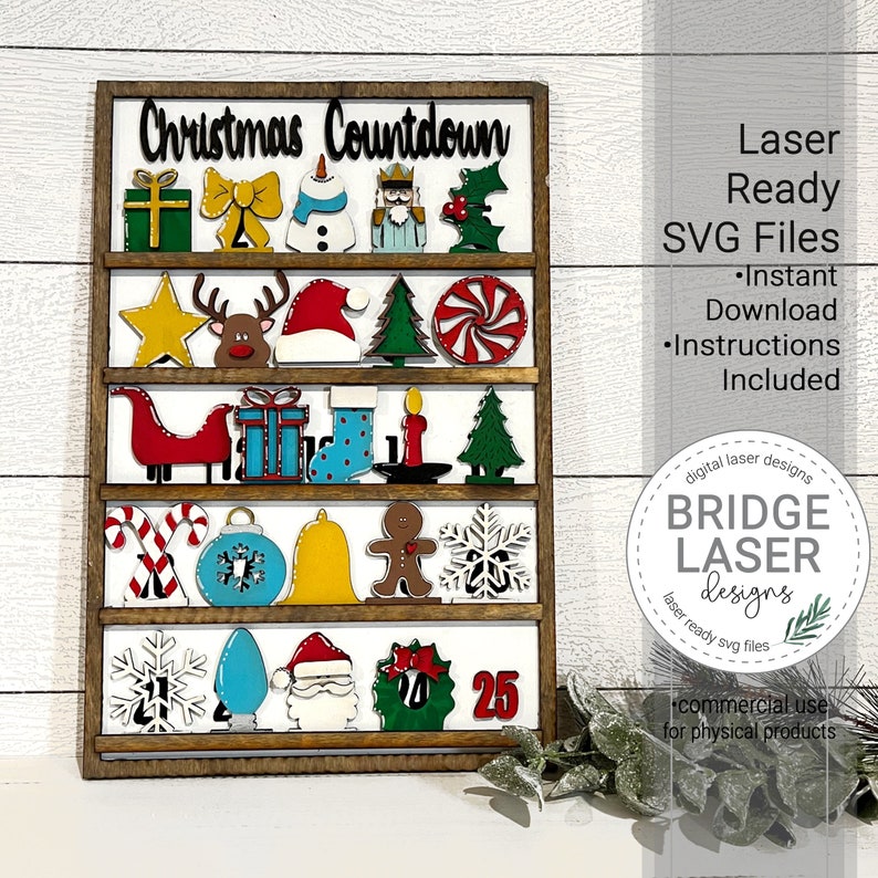 Christmas Countdown Laser Cut File Christmas Advent Countdown - Etsy