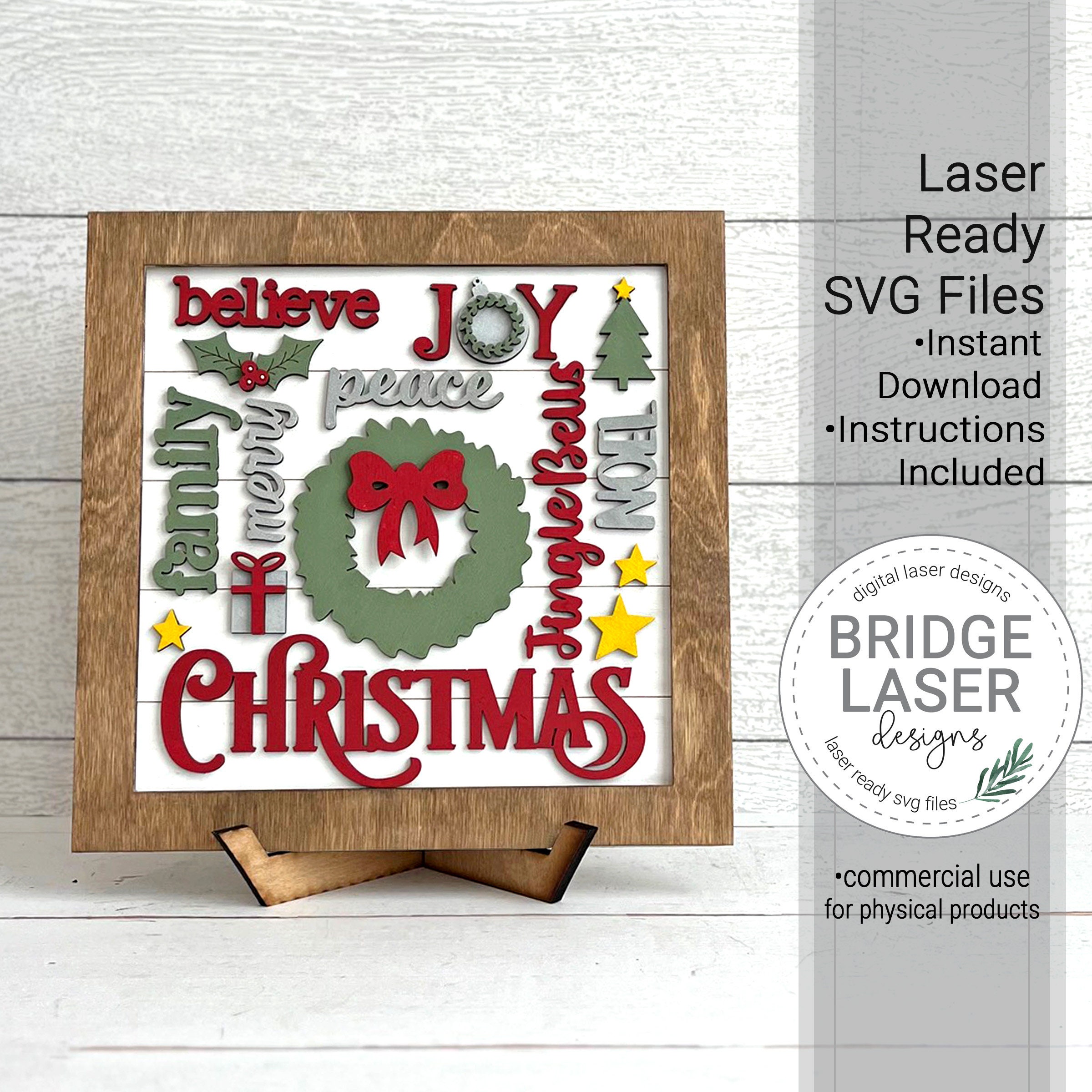 Word Art Laser File Bundle, Word Collage Laser Files, Holiday Sign ...