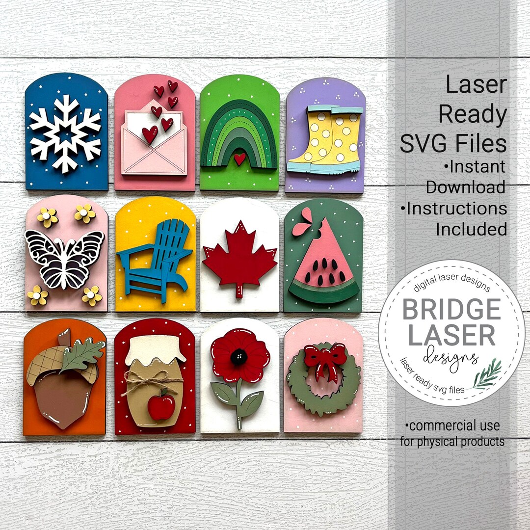Set #5, Seasonal Arch Laser Cut File, 12 Month Interchangeable Season ...