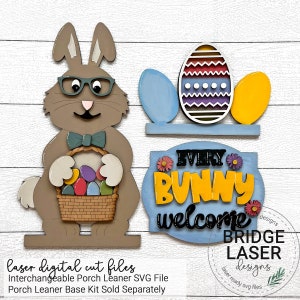 Easter Porch Leaner Sign Laser Cut File, Easter Bunny Interchangeable ...