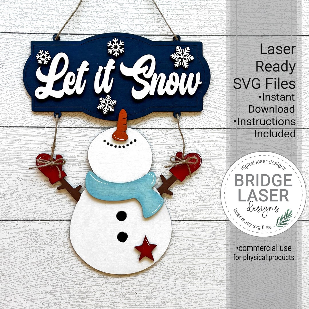 Snowman Laser File, Christmas Laser File SVG, Snowman Door Hanger Laser ...