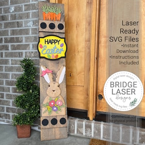 Easter Porch Leaner Sign Laser Cut File, Easter Bunny Interchangeable ...