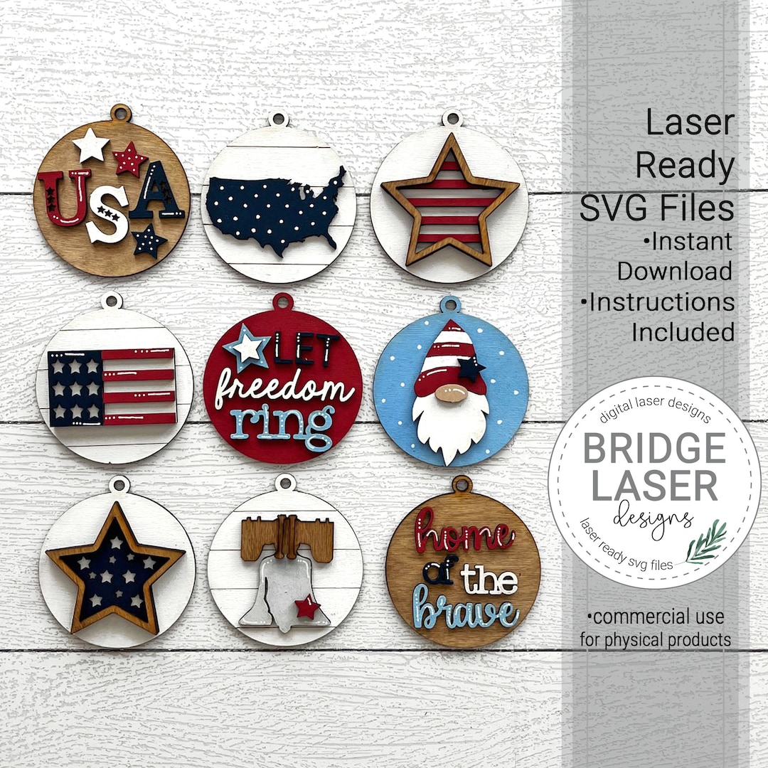 4th of July Ornament Laser File, Patriotic Ornament Laser SVG, 4th of ...