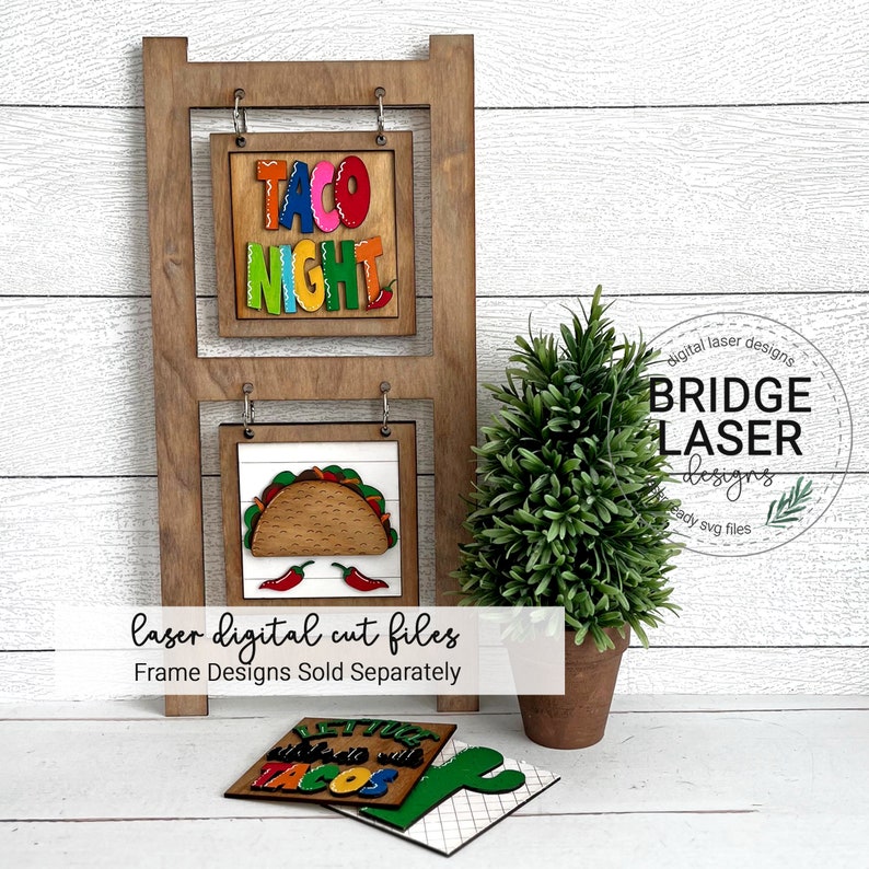 Taco Night Four Square Laser Cut Files, Taco Night Interchangeable ...