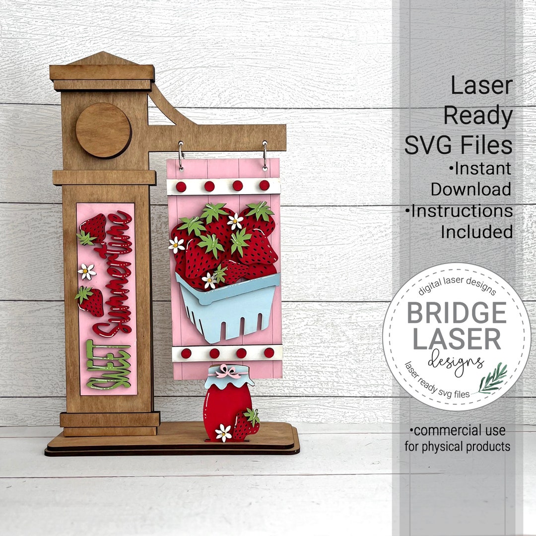 Summer Strawberry Interchangeable Post Sign Laser Cut File, Summer ...