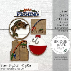 Fishing Laser Cut File, Summer Fishing Interchangeable Add On, Fish ...