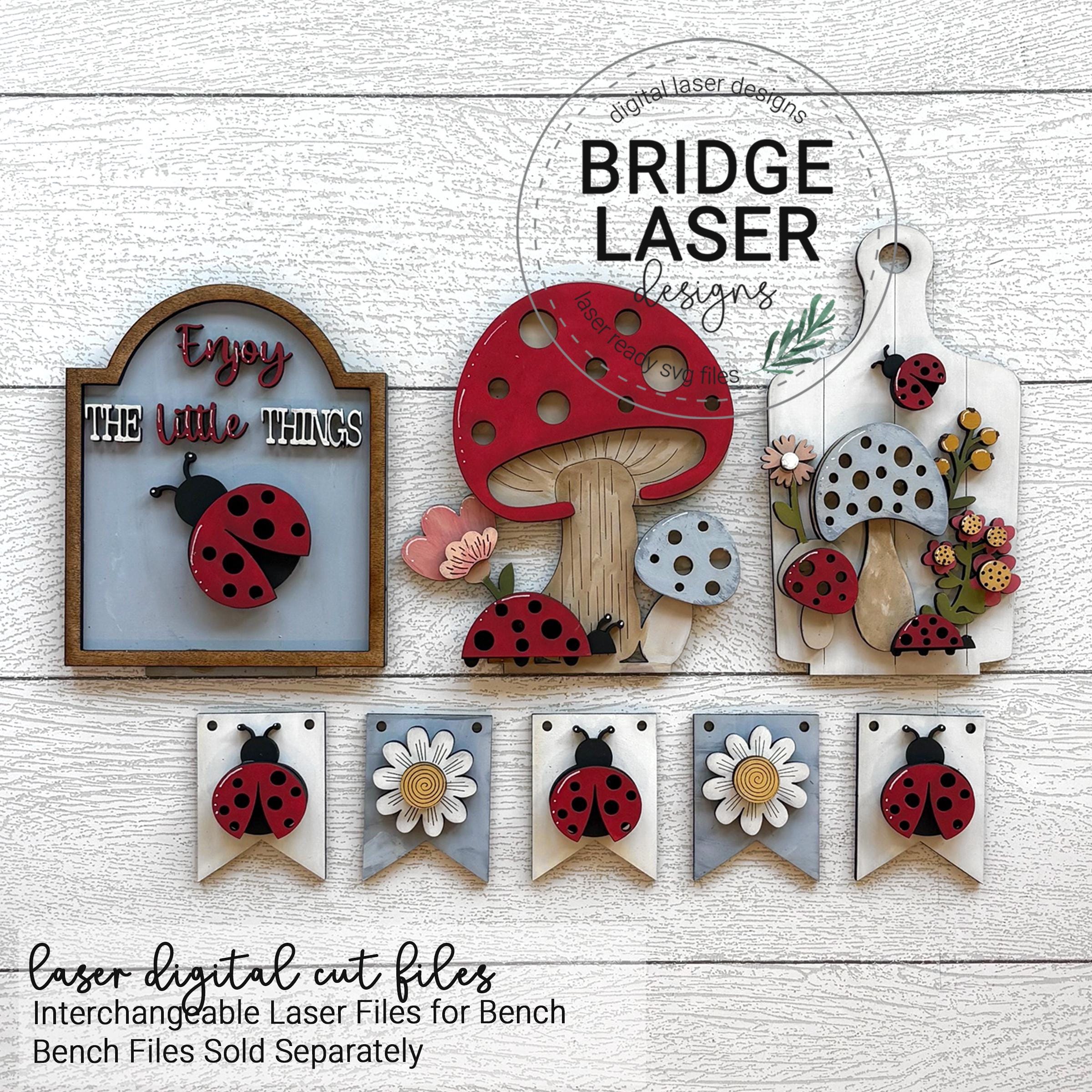 Summer Ladybug Bench Laser Cut File, Summer Interchangeable Bench Sign ...