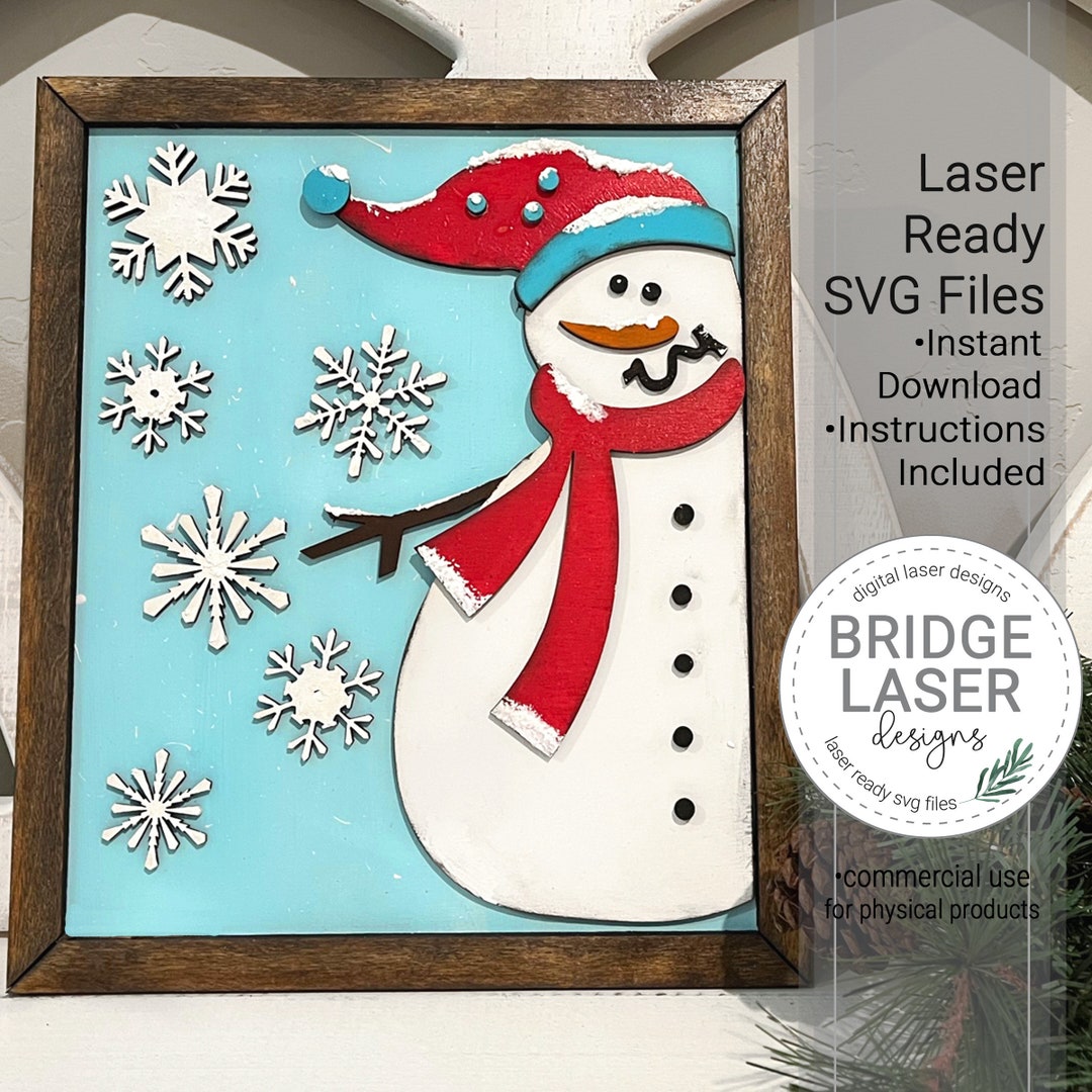 Snowman Laser Cut File Christmas Snowman Laser Cut Design - Etsy