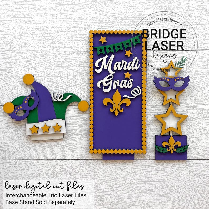 Mardi Gras Laser Cut Files, Mardi Gras Trio Shelf Sitter Laser, Mardi ...