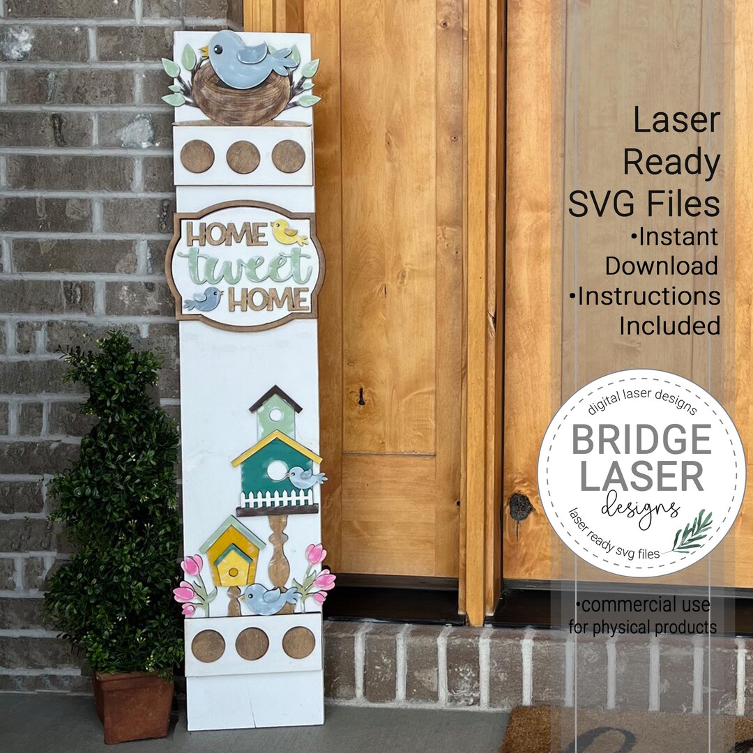 Summer Bird House Porch Leaner Sign Laser Cut File, Summer Birds ...