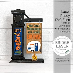 Camping Interchangeable Post Sign Laser Cut File, Summer Camping SVG ...