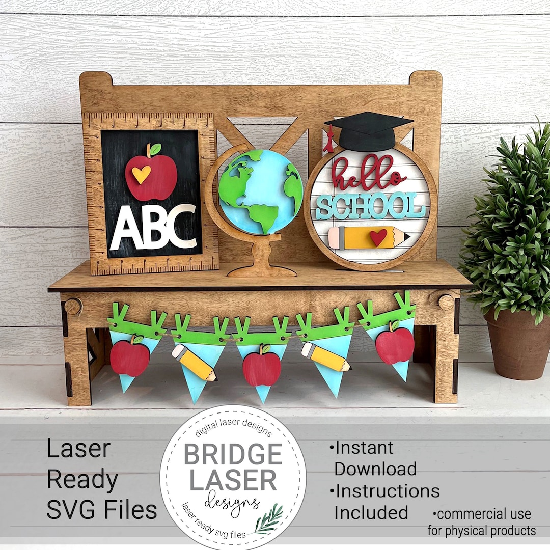 School Laser Cut File, School Interchangeable Bench Sign, Classroom ...