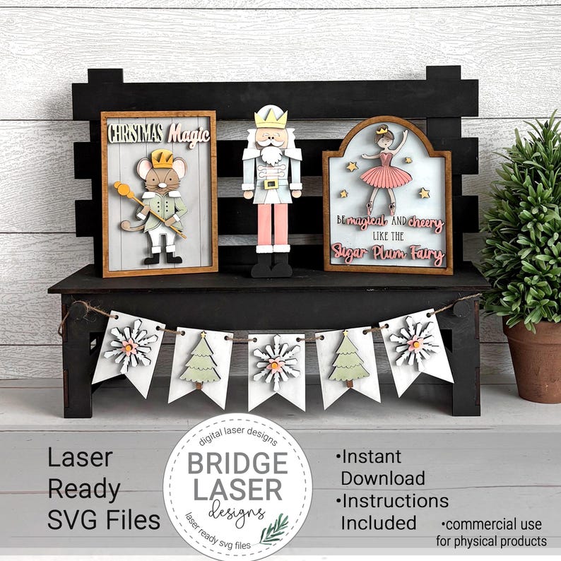Christmas Laser Cut File, Christmas Interchangeable Bench Sign ...